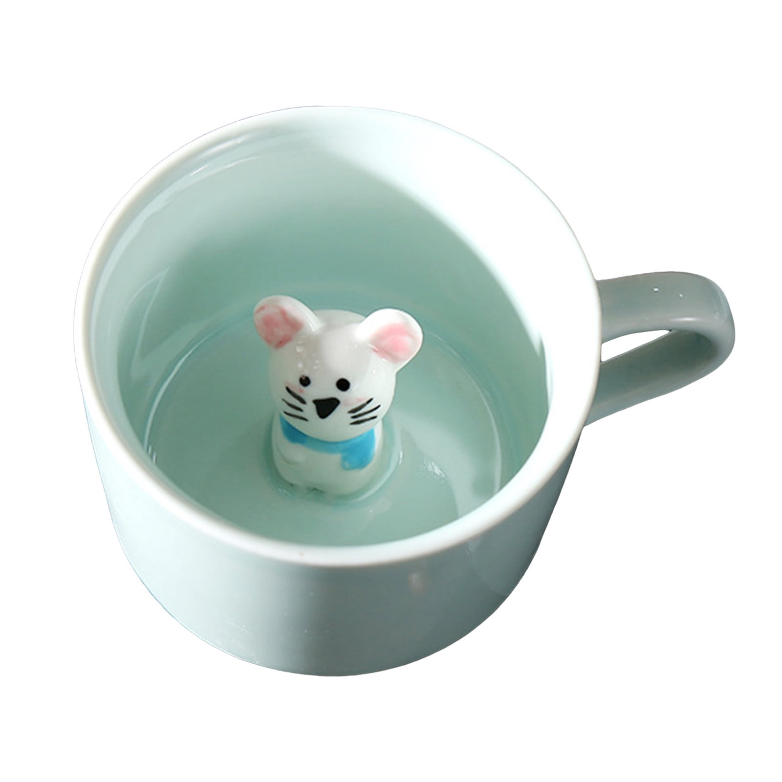Cartoon Three Cute Animal Coffee Cup Creative Ceramic Mug With Cover ...