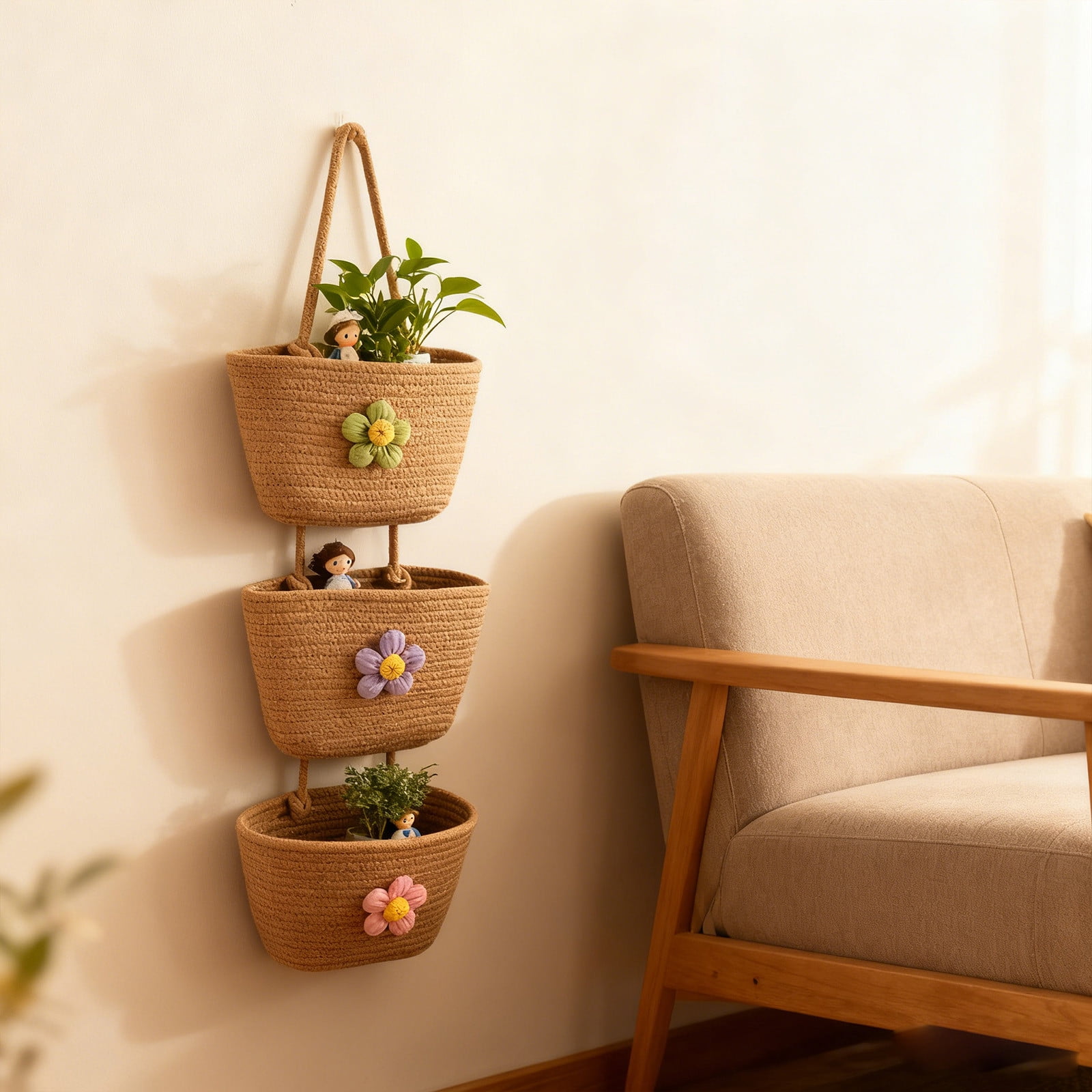 Cartoon Three-Tier Hanging Storage Rack | Multicolor Cotton Decorative ...