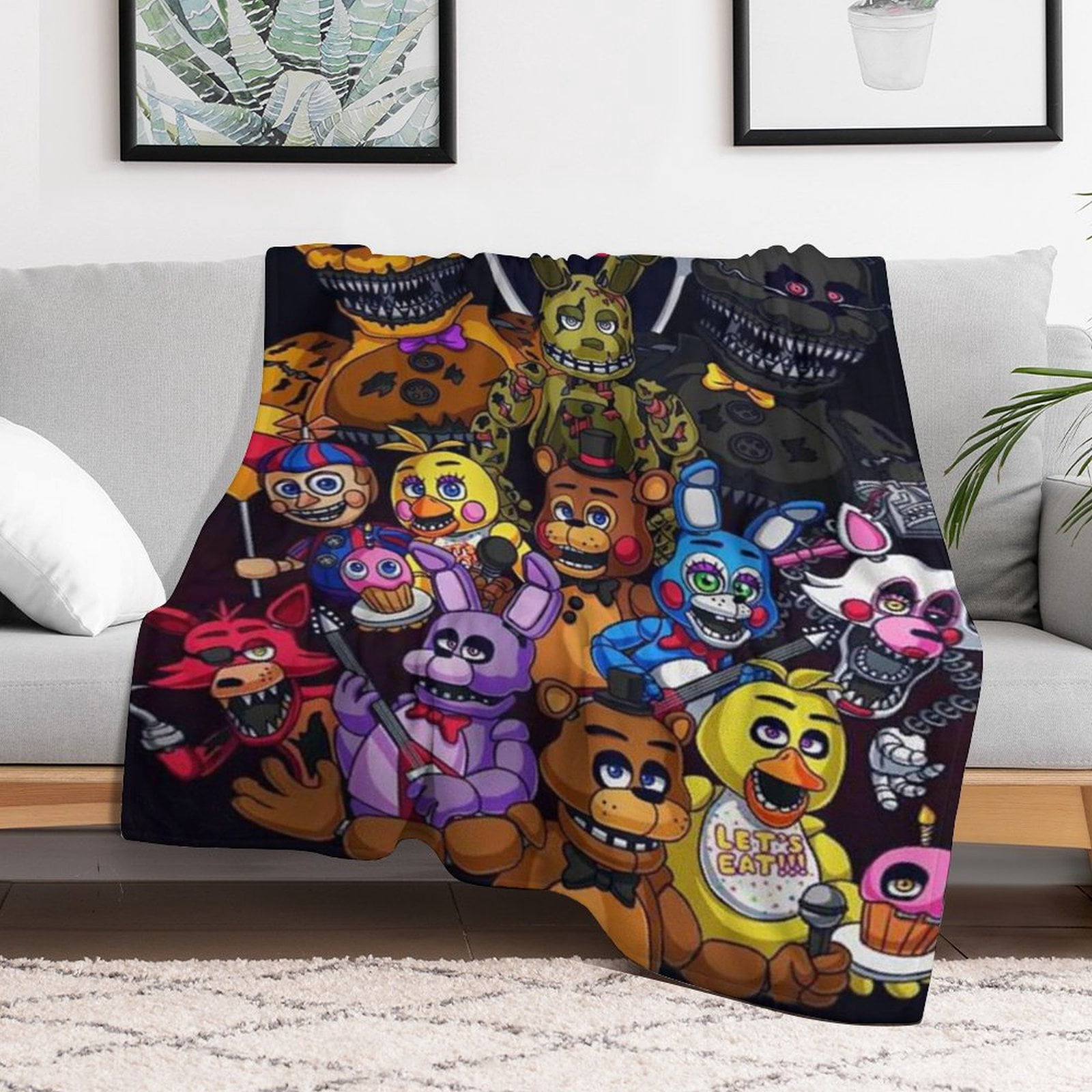 Cartoon Throw Blankets Soft Cozy Home Decor Five Nights Winter Summer ...