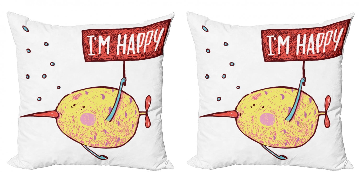 Ambesonne Cartoon Throw Pillow Cover 2 Pack, Humor Fish, 20 ...
