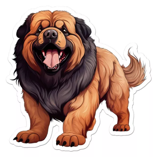 Cartoon Tibetan Mastiff Sticker Indoor Outdoor Phone Decal Water Bottle ...