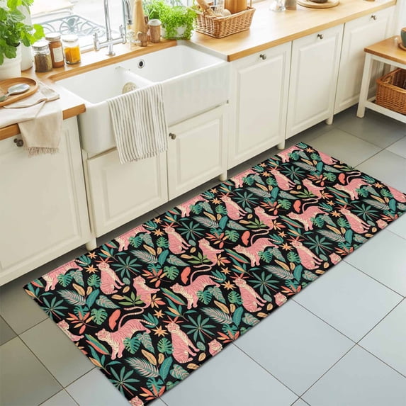 Cartoon Tiger Tropical Leaves Rectangle Area Rug 2x6ft,Living Room Rug ...