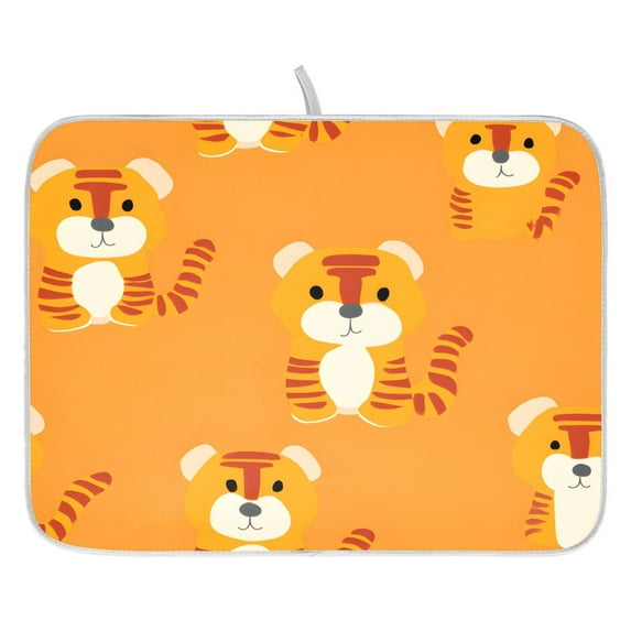 Cartoon Tigers Drying Dish Mat Quick Drying Absorbent Soft Durable for ...