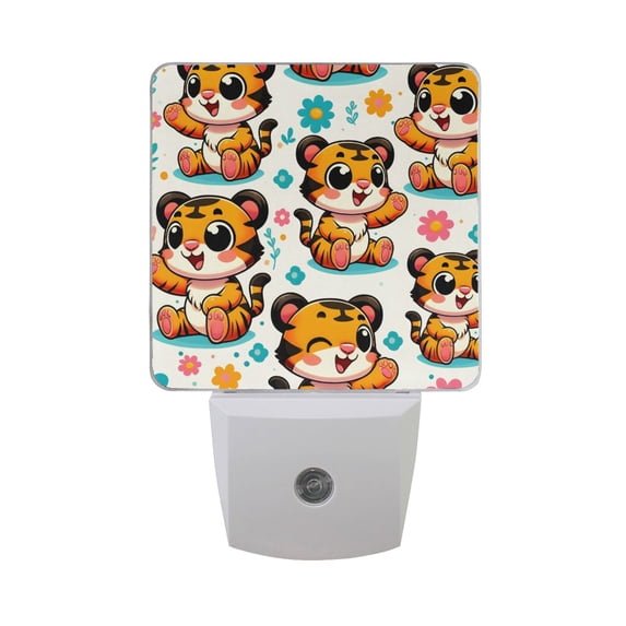 Cartoon Tigers Sit Night Light 2 Pack LED Nightlight Plug into Wall ...