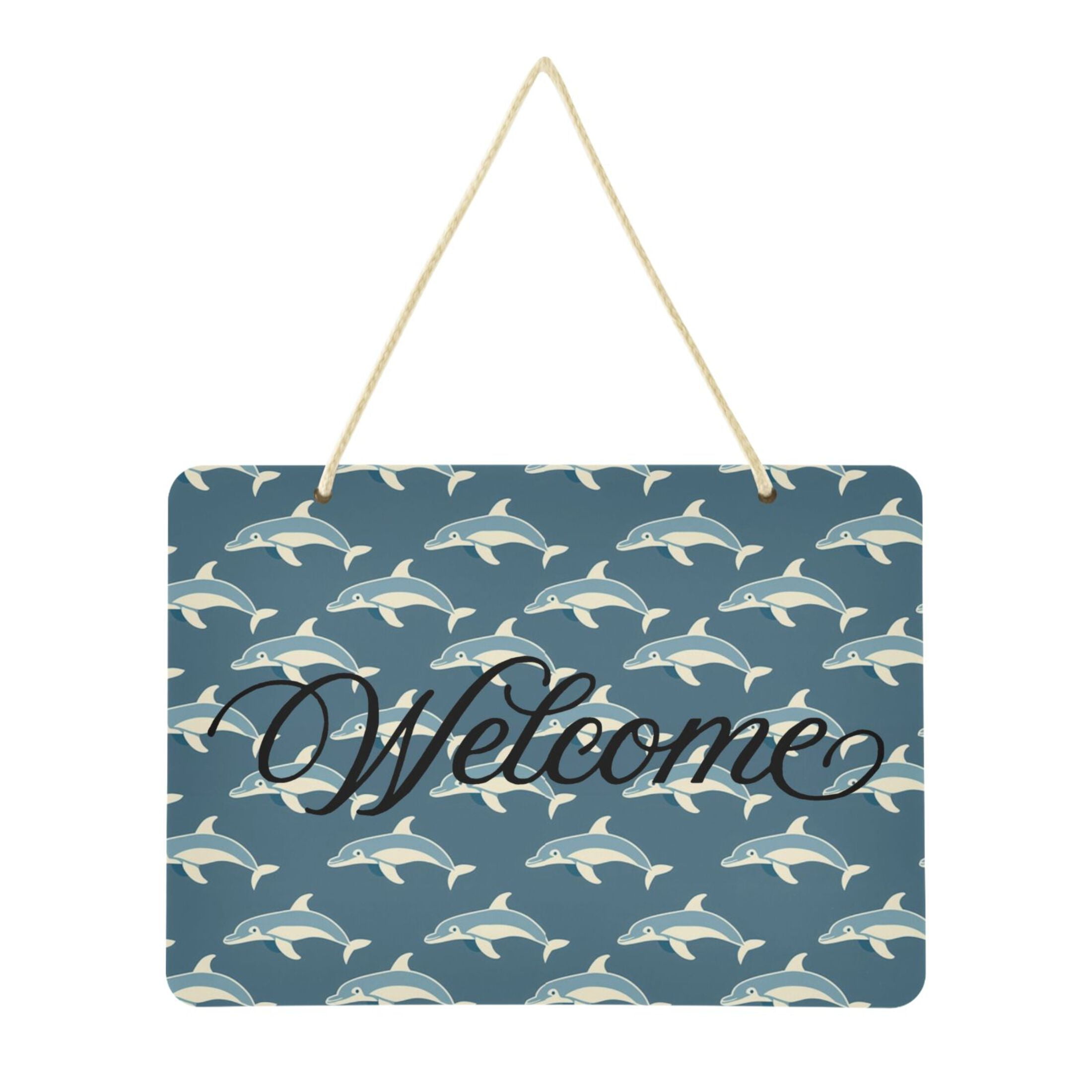 Cartoon Tiny Dolphins Welcome Sign Front Door PVC 14x10 inch Hanger ...