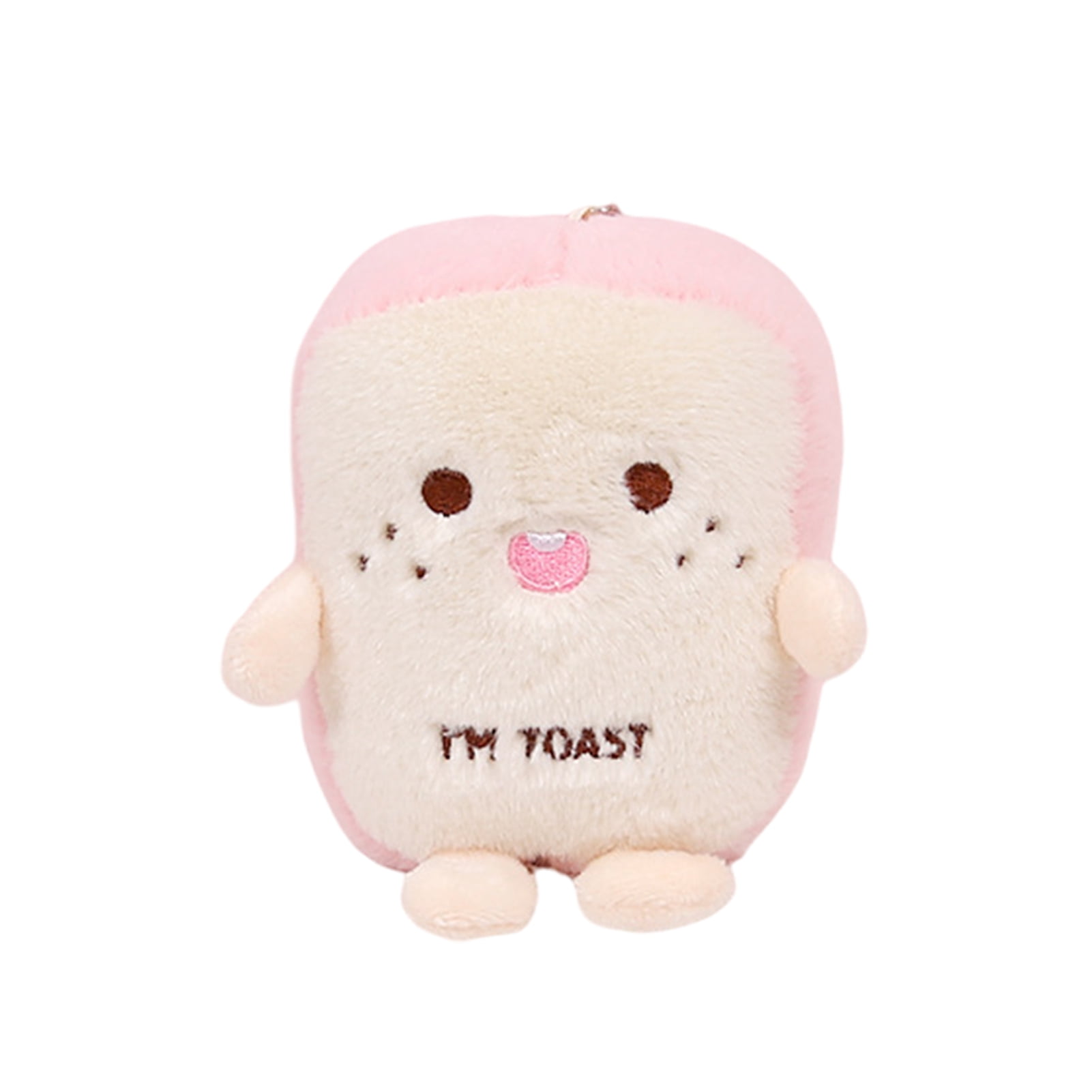 Cartoon Toast Plush Toy with Bead Chain Stuffed Bread Plushie Doll DIY ...