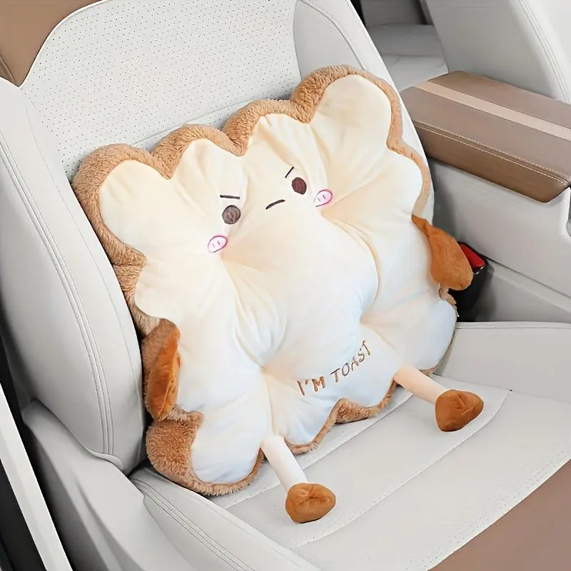 Cartoon Toast-Shaped Car Seat & Back Cushion - Comfortable Anti-Fatigue ...