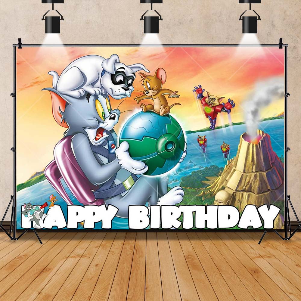 Cartoon Tom Backdrop 3x5FT Vinyl Tom Birthday Party Supplies Background ...