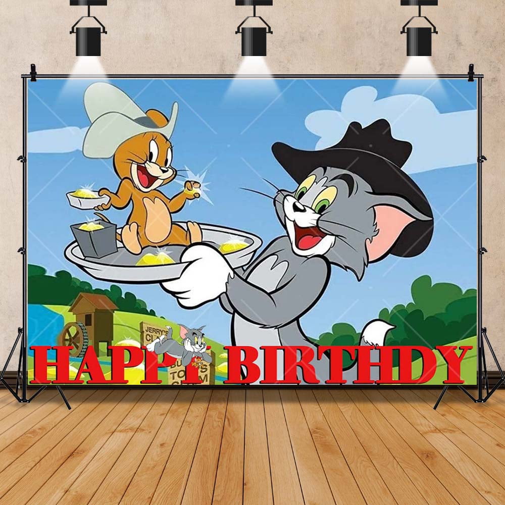 Cartoon Tom Backdrop 3x5FT Vinyl Tom Birthday Party Supplies Background ...