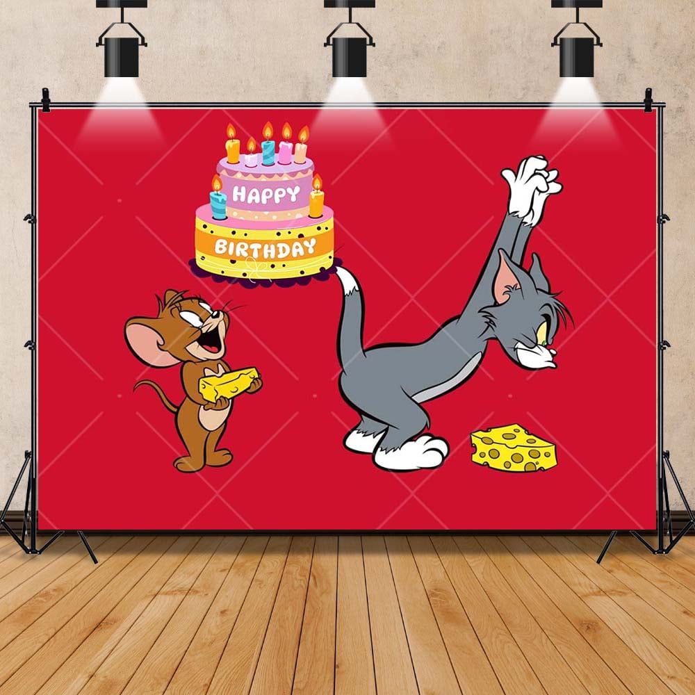 Cartoon Tom Backdrop 3x5FT Vinyl Tom Birthday Party Supplies Background ...