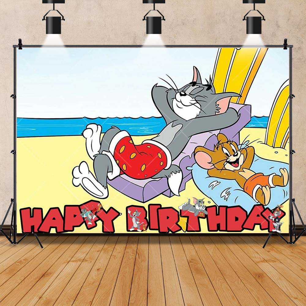 Cartoon Tom Backdrop 3x5FT Vinyl Tom Birthday Party Supplies Background ...