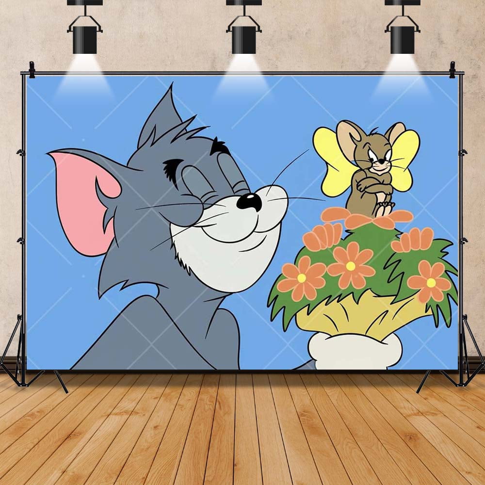 Cartoon Tom Backdrop 3x5FT Vinyl Tom Birthday Party Supplies Background ...