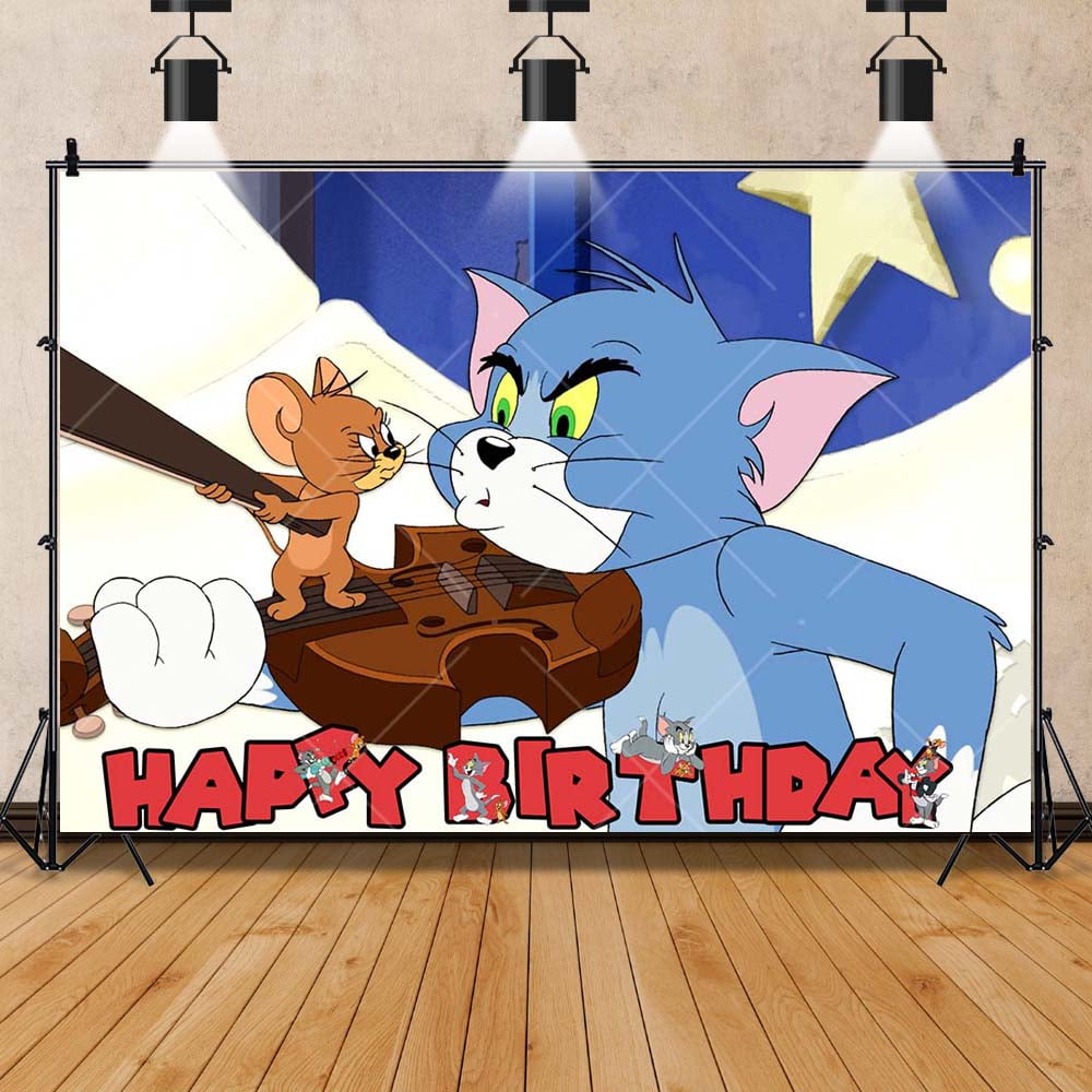 Cartoon Tom Backdrop 3x5FT Vinyl Tom Birthday Party Supplies Background ...