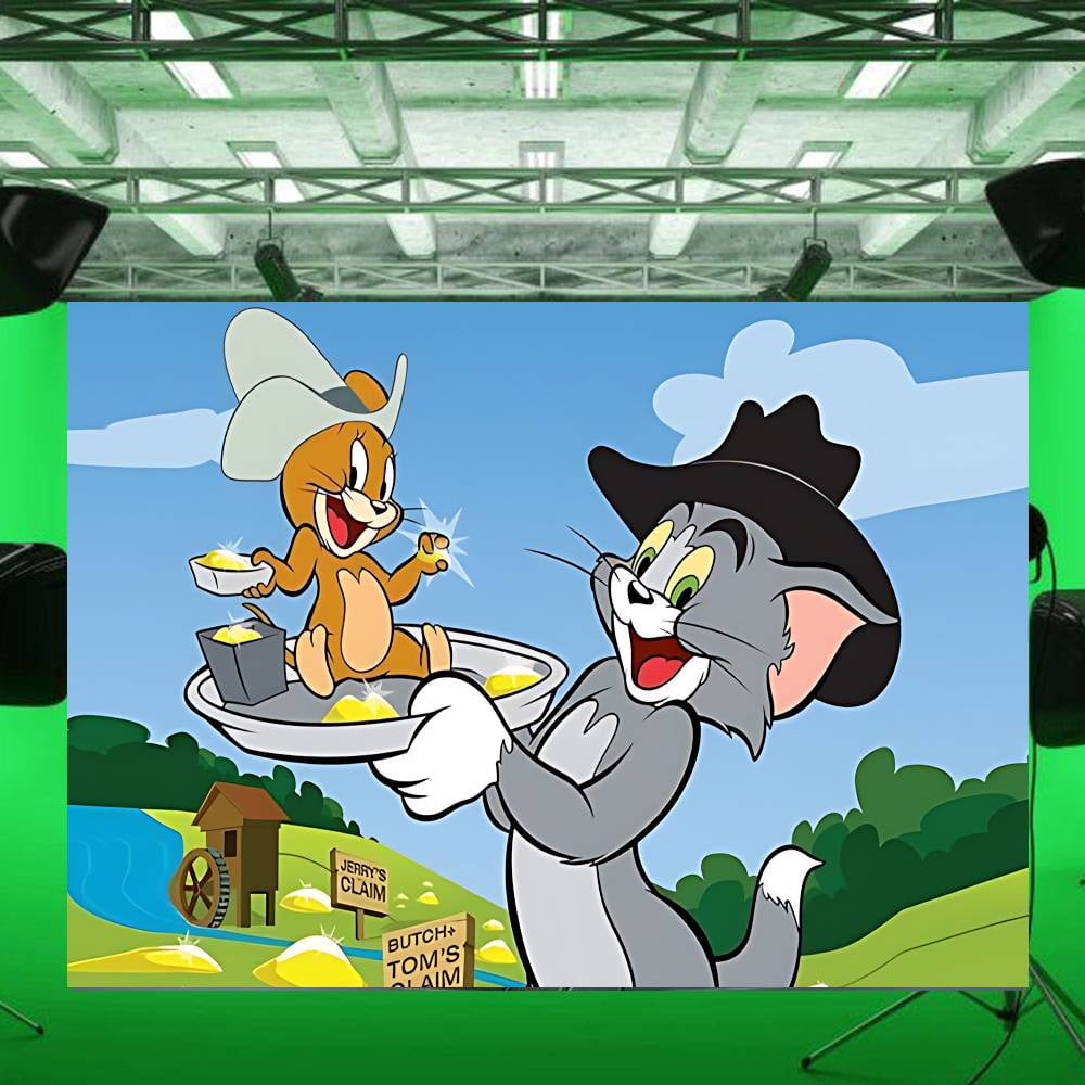 Cartoon Tom Backdrop 7x5 Vinyl Tom Birthday Party Supplies Background ...