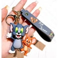Cartoon Tom and Jerry Keychain Figure Keyring with Strap, 2.5" tall ...