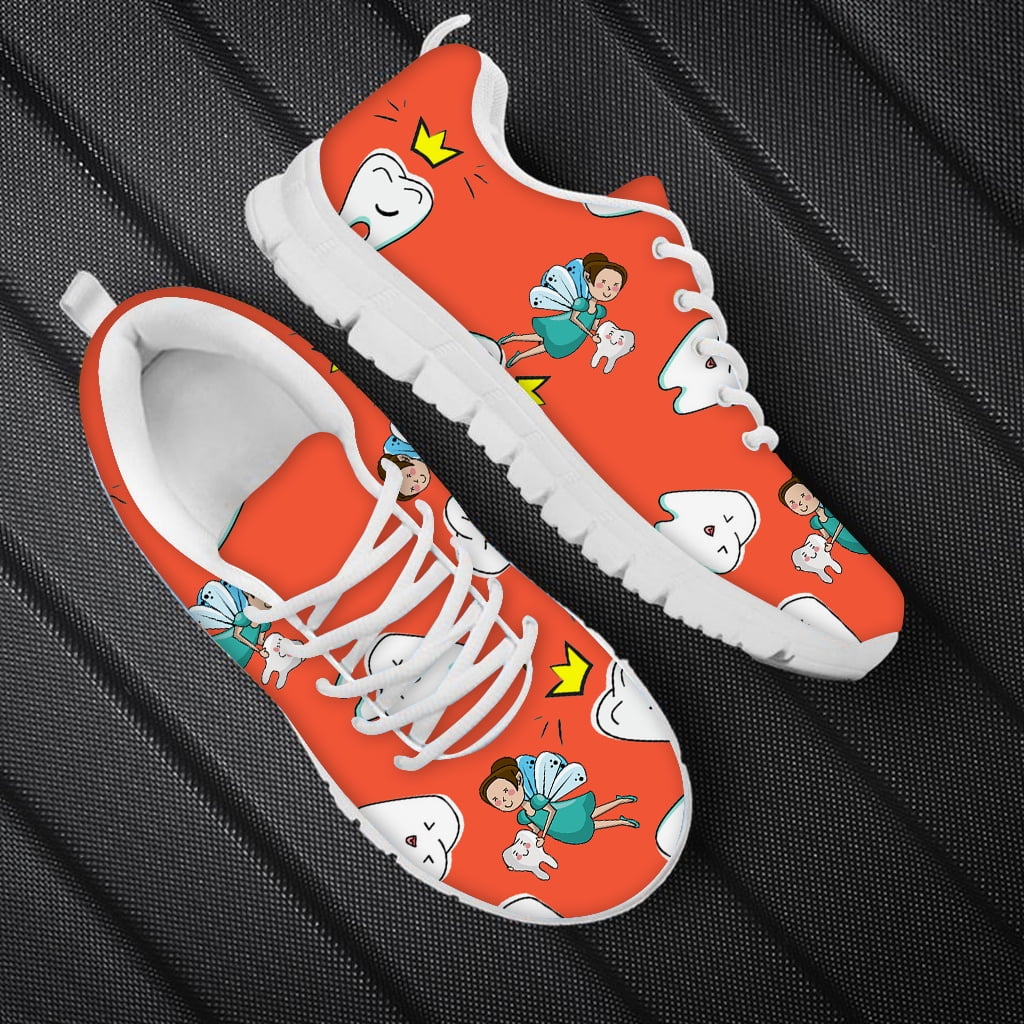 Cartoon Tooth/Dental Fairy Print Woman Flats Ladies Sneakers Spring ...