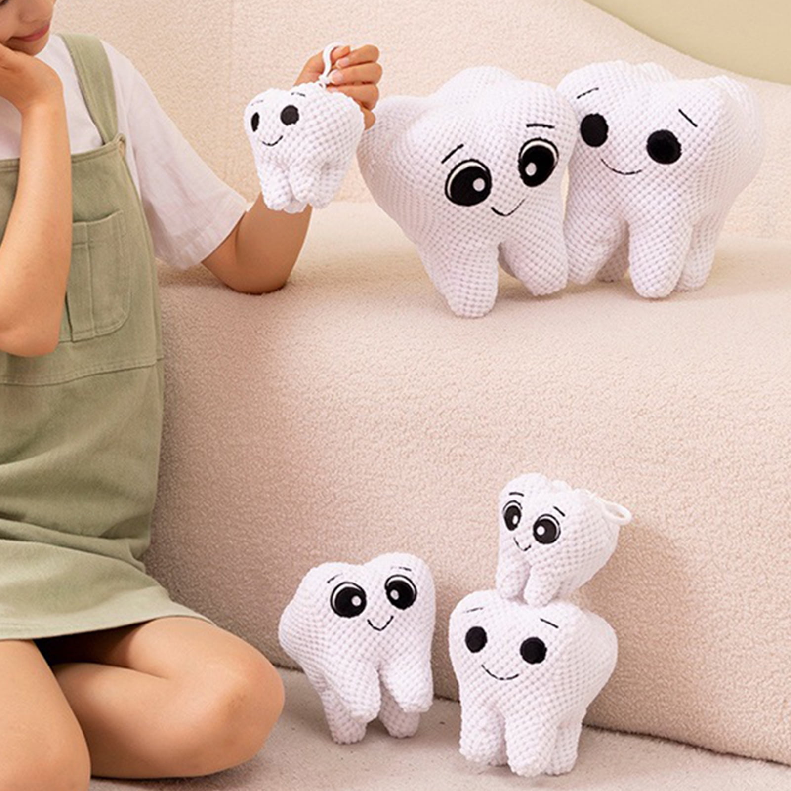 Cartoon Tooth Doll Stuffed Plush Tooth Shape Doll White Tooth Funny ...