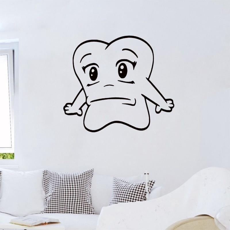 Cartoon Tooth Emotions Dental Clinic Window Wall Decal Teeth Bathroom ...