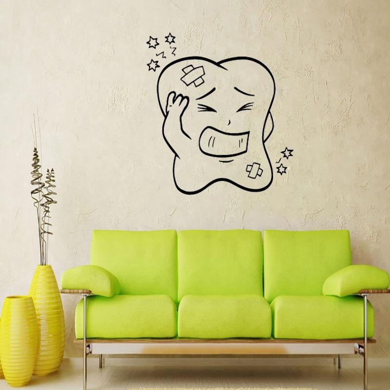 Cartoon Tooth Emotions Wall Sticker Teeth Dentist Dental Clinic Decor ...