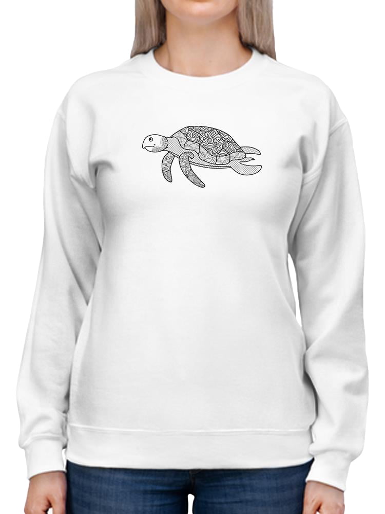 Cartoon Tortoise Lineart Sweatshirt Women -Image by Shutterstock ...