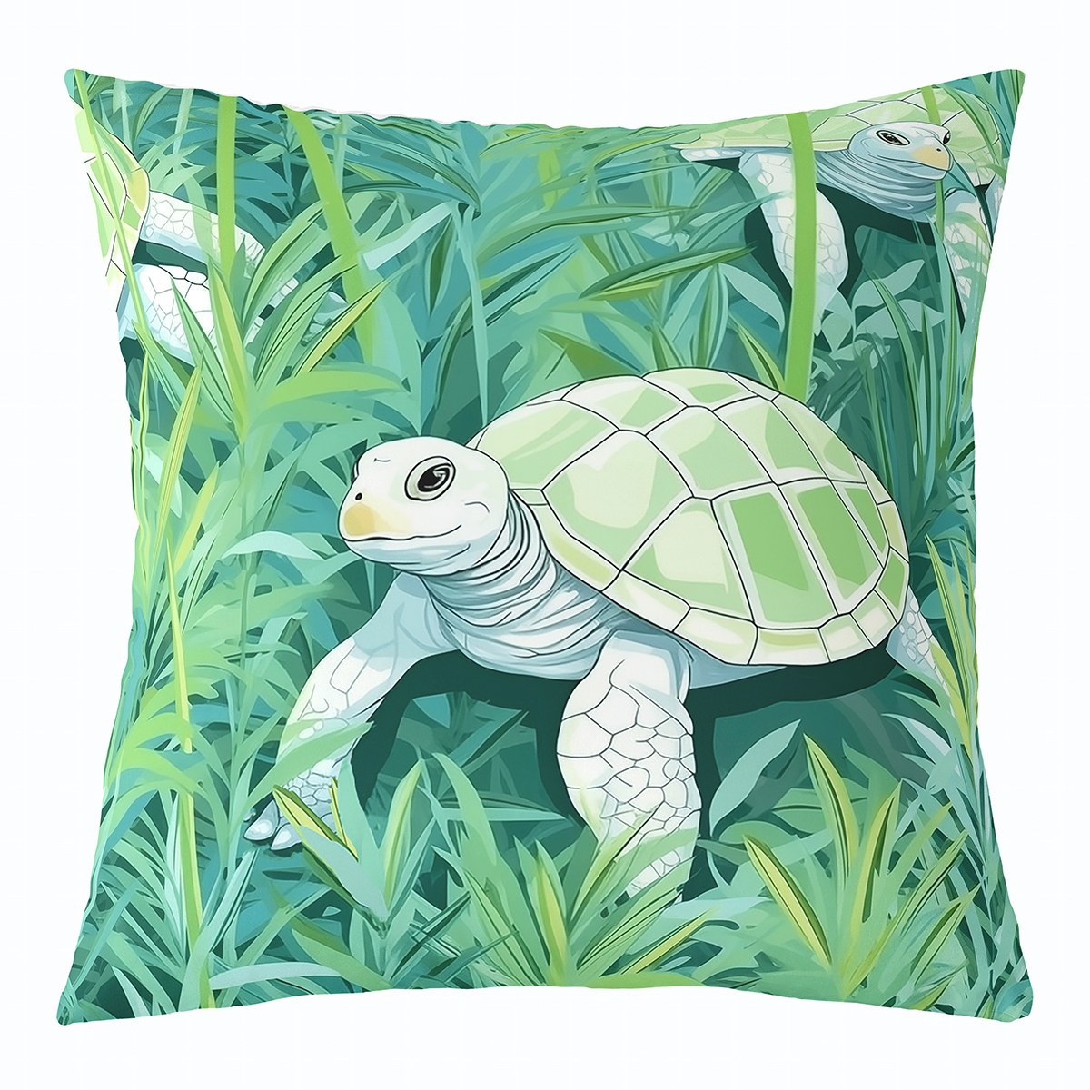 Cartoon Tortoise Throw Pillow Cover Cute Sea Turtle Cushion Cover Green ...