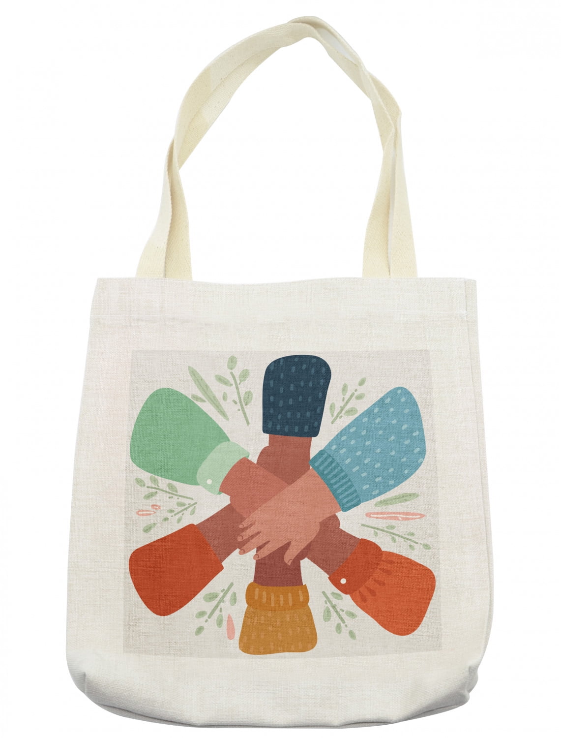 Cartoon Tote Bag, Concept of a Teamwork Representation with Hands in ...