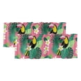 Cartoon Toucan Bird 2 Panels Kitchen Valance, Tropical Plumeria Flowers ...