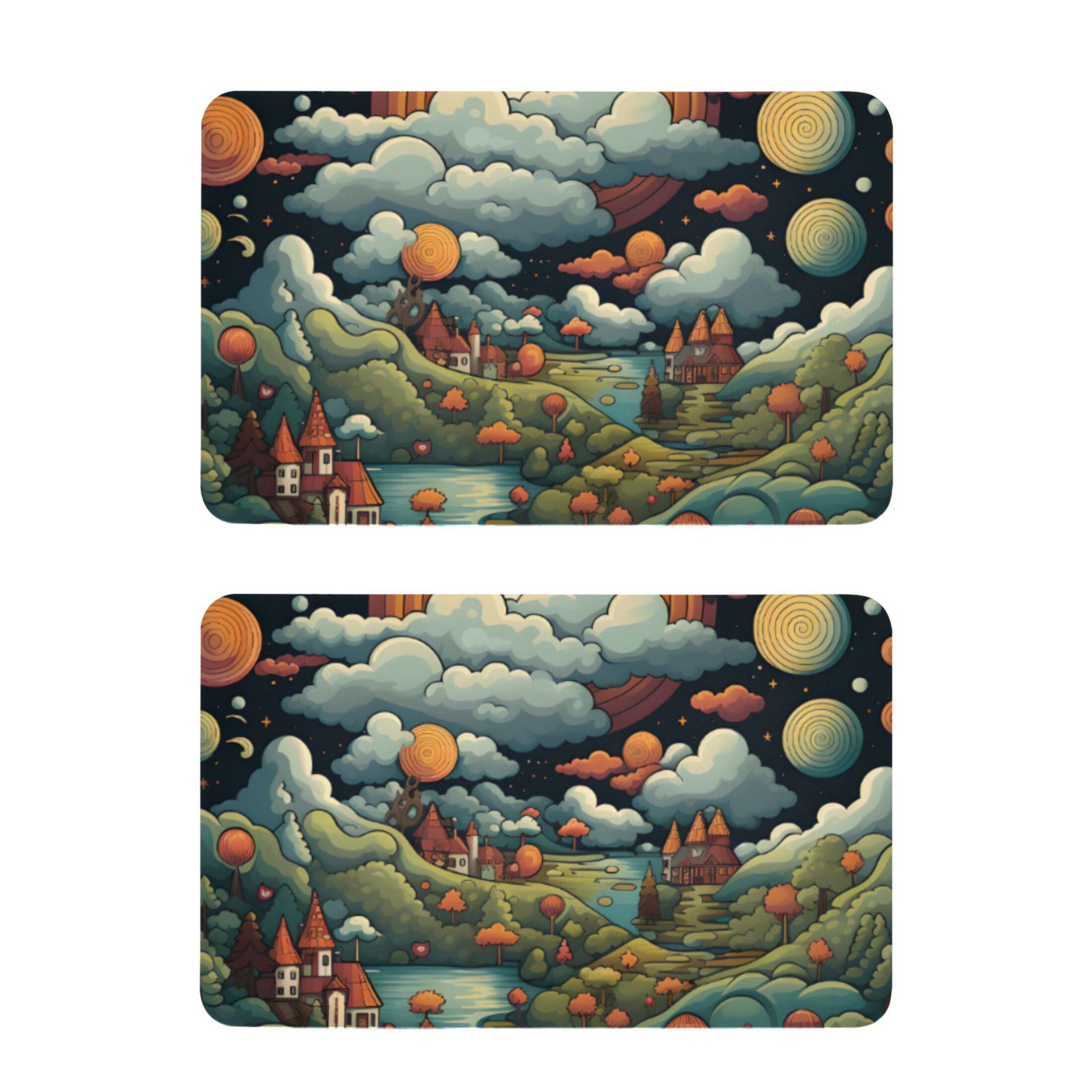 Cartoon Town Landscape Refrigerator Magnet Stickers Square Fridge ...
