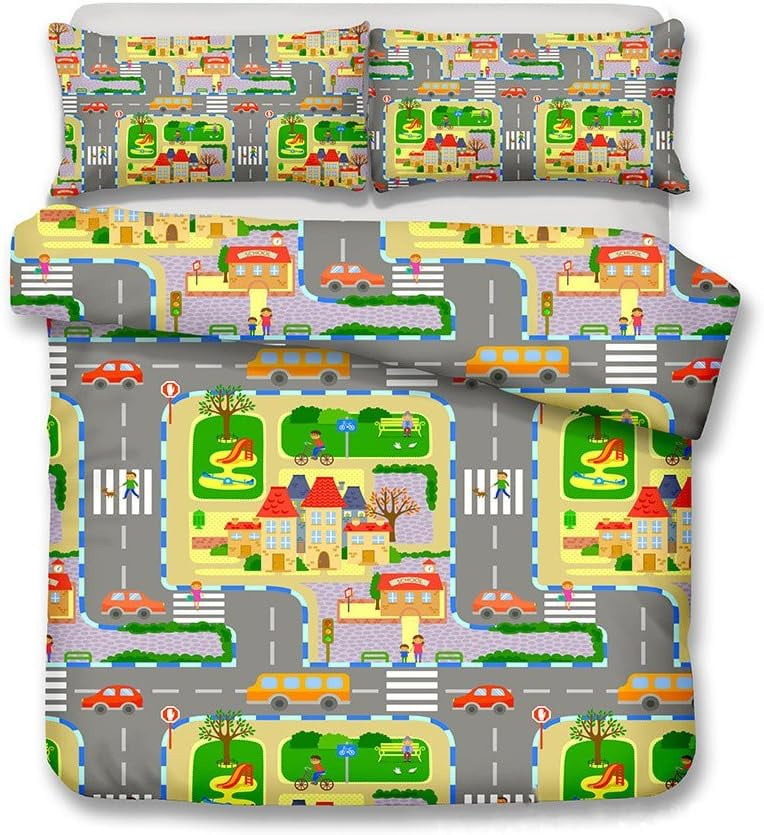 Cartoon Toy Robot Duvet Cover and Pillowcase, 3 Pieces Bedding for Kids ...