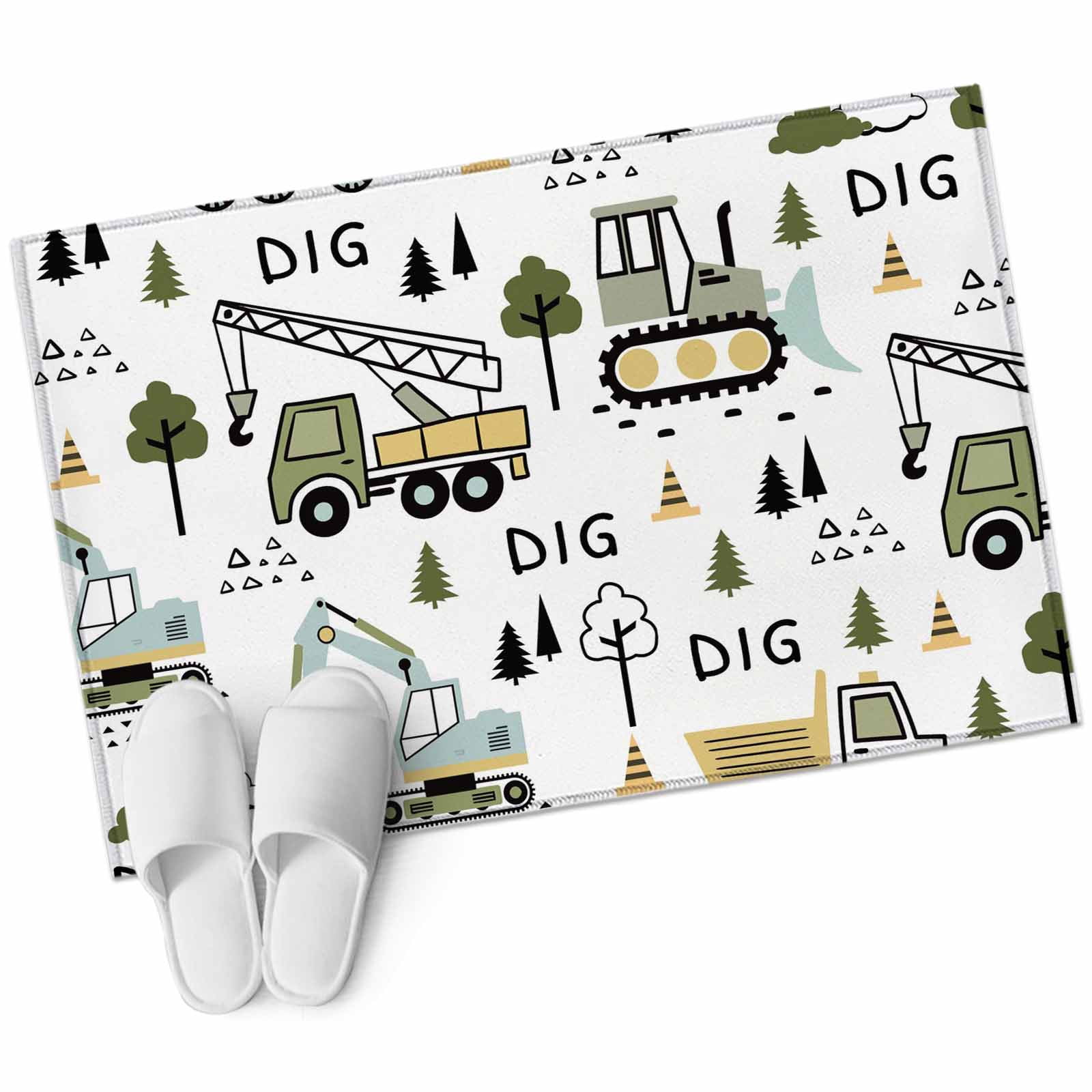 Cartoon Tractor Area Rugs Collection 2'x3', Cute Digger Shovel Truck ...