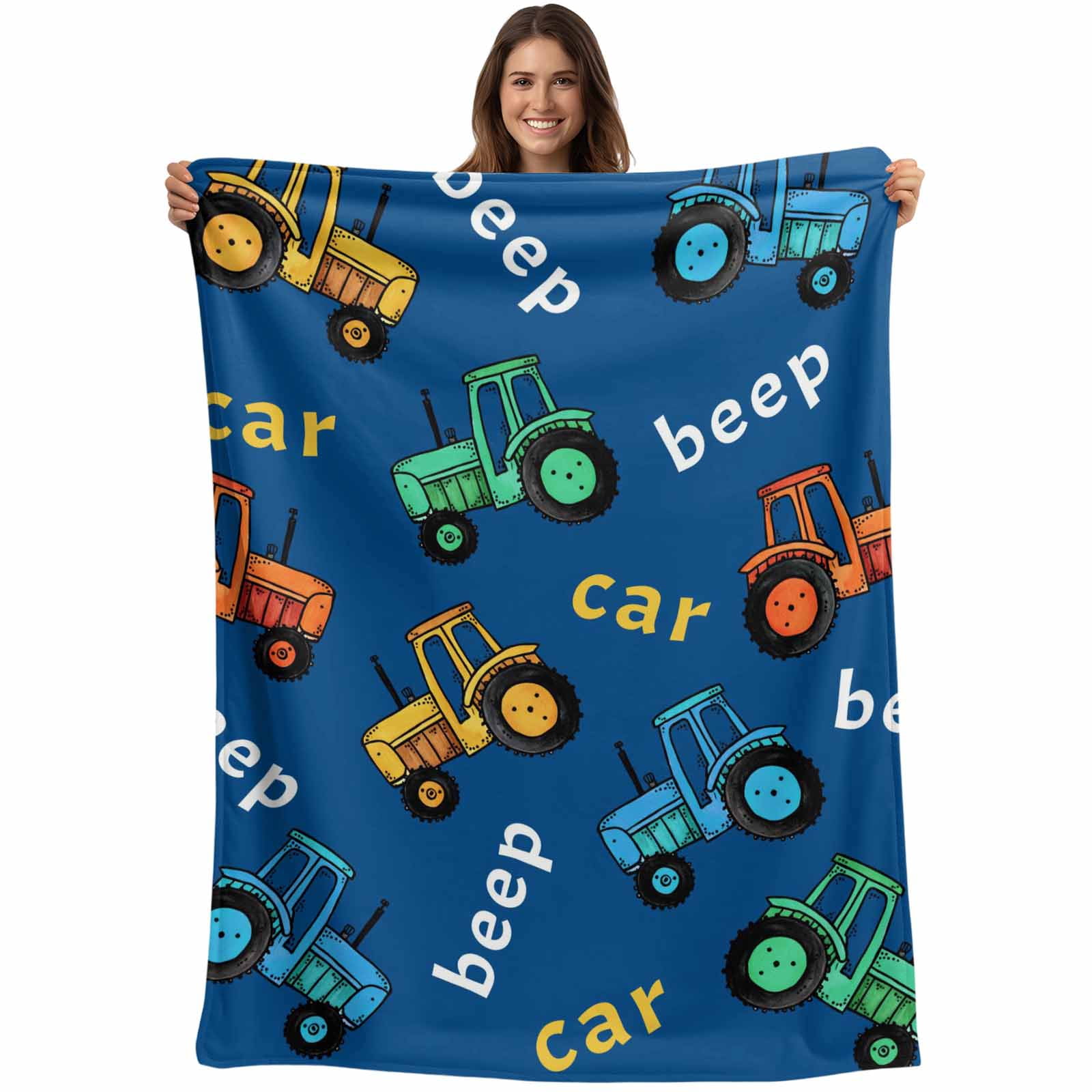Cartoon Tractor Blanket Soft Cozy Warm Throw Blanket for Couch, Plush ...