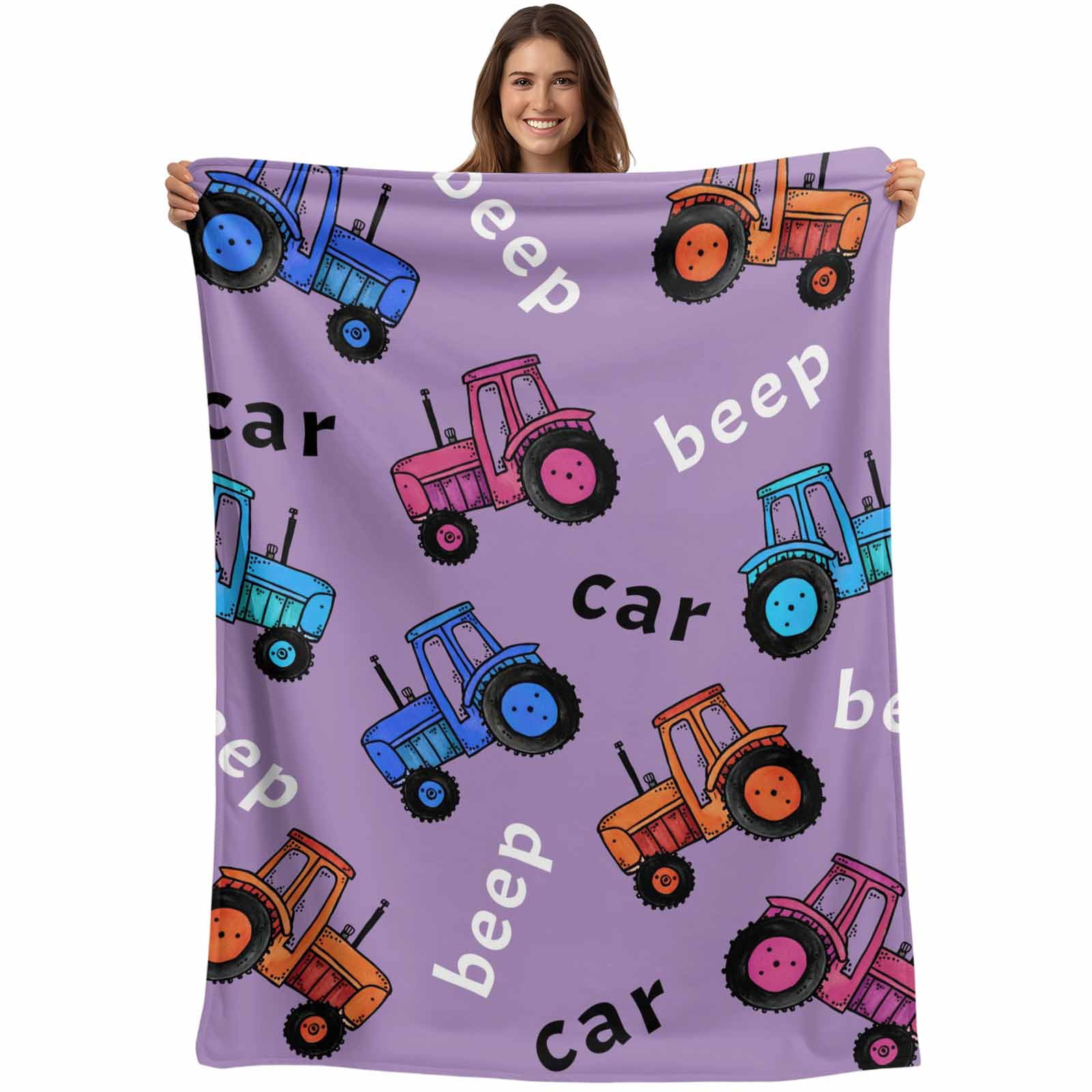 Cartoon Tractor Blanket Soft Cozy Warm Throw Blanket for Couch, Plush ...