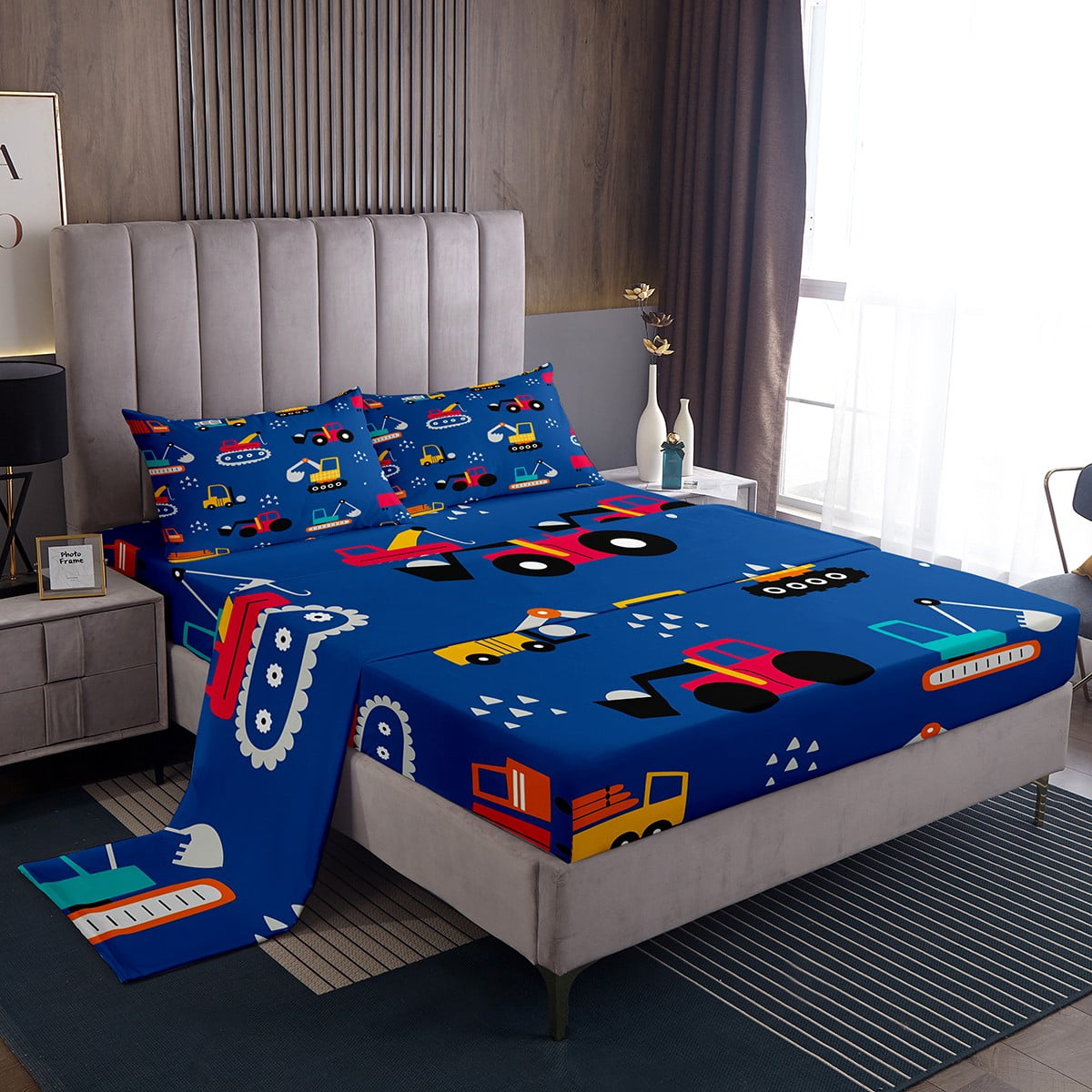 Cartoon Tractor Full Sheet Set Truck Sheets , Construction Vehicle Bed ...