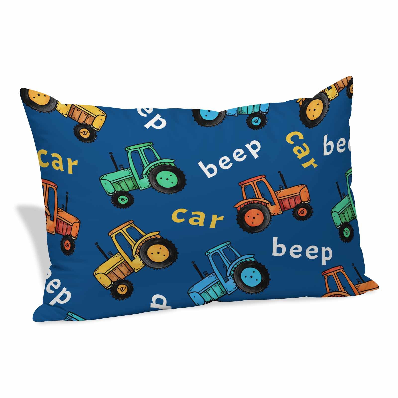 Cartoon Tractor Pillow Covers, Linen Long Throw Pillow Case, Cute Beep ...