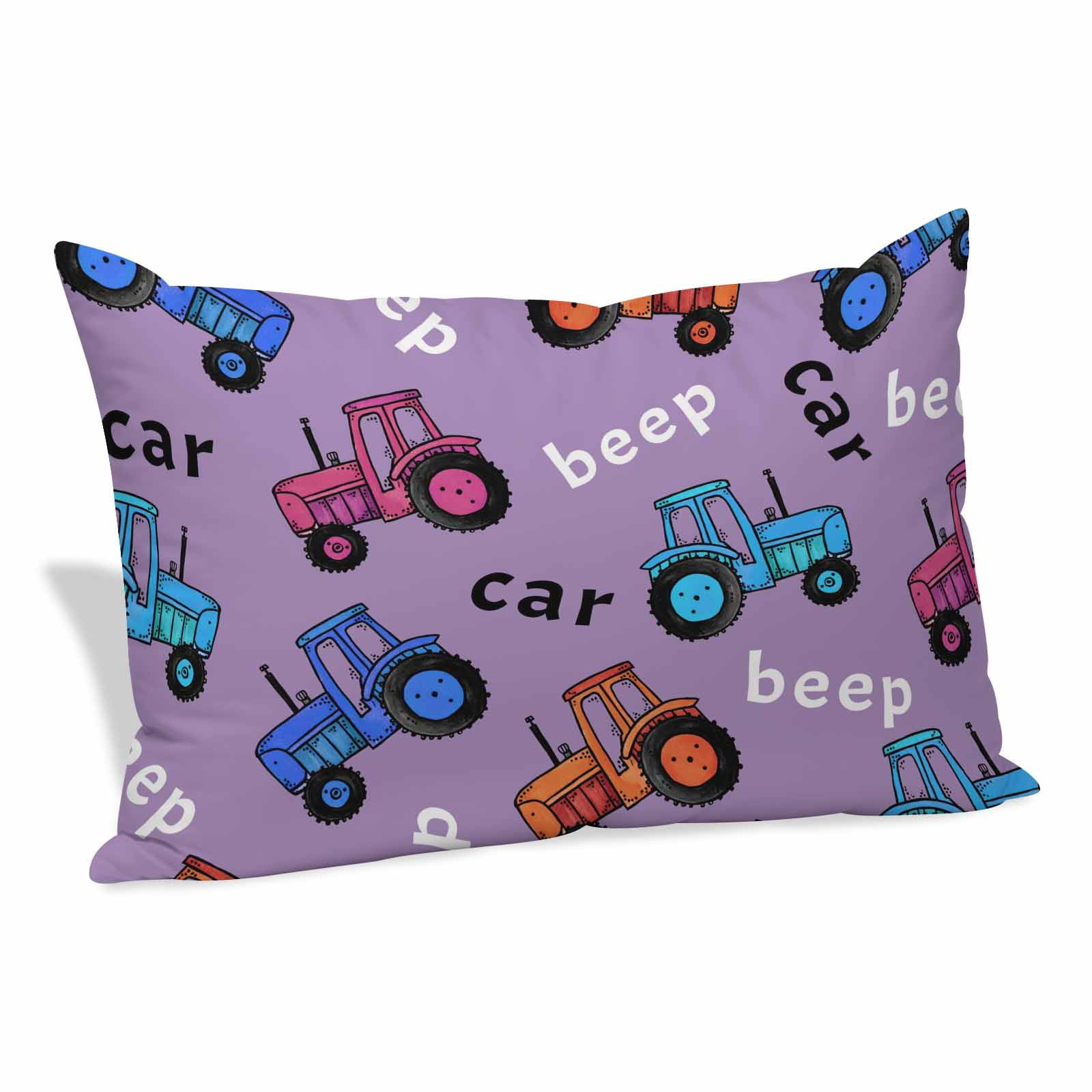 Cartoon Tractor Pillow Covers, Linen Long Throw Pillow Case, Cute Beep ...