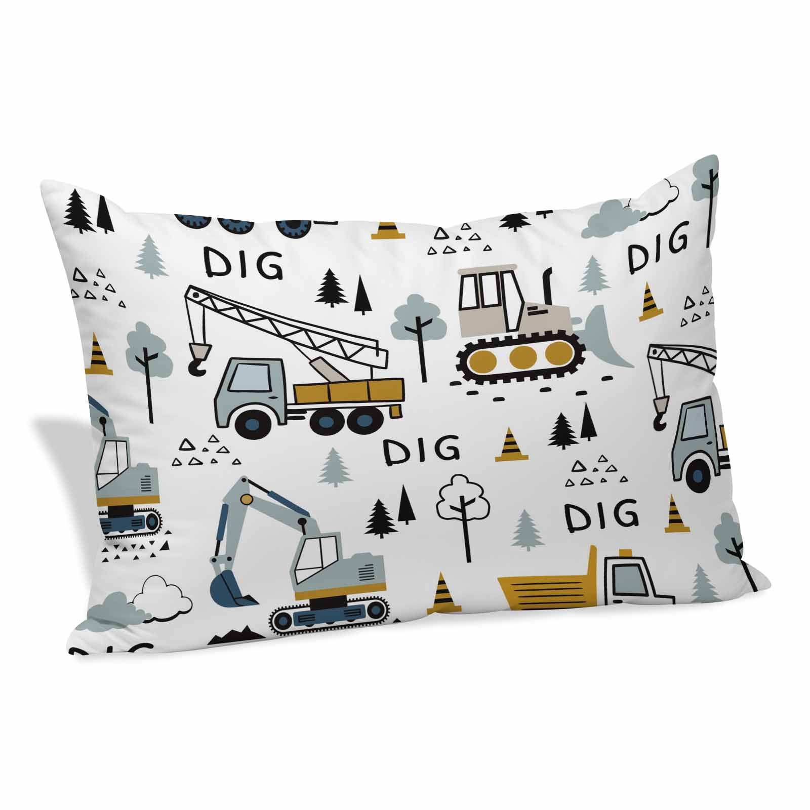 Cartoon Tractor Pillow Covers, Linen Long Throw Pillow Case, Cute Grey ...
