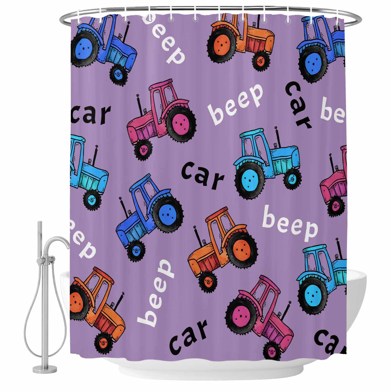 Cartoon Tractor Shower Curtain Set - Extra Long 72" x 96" Washable ...