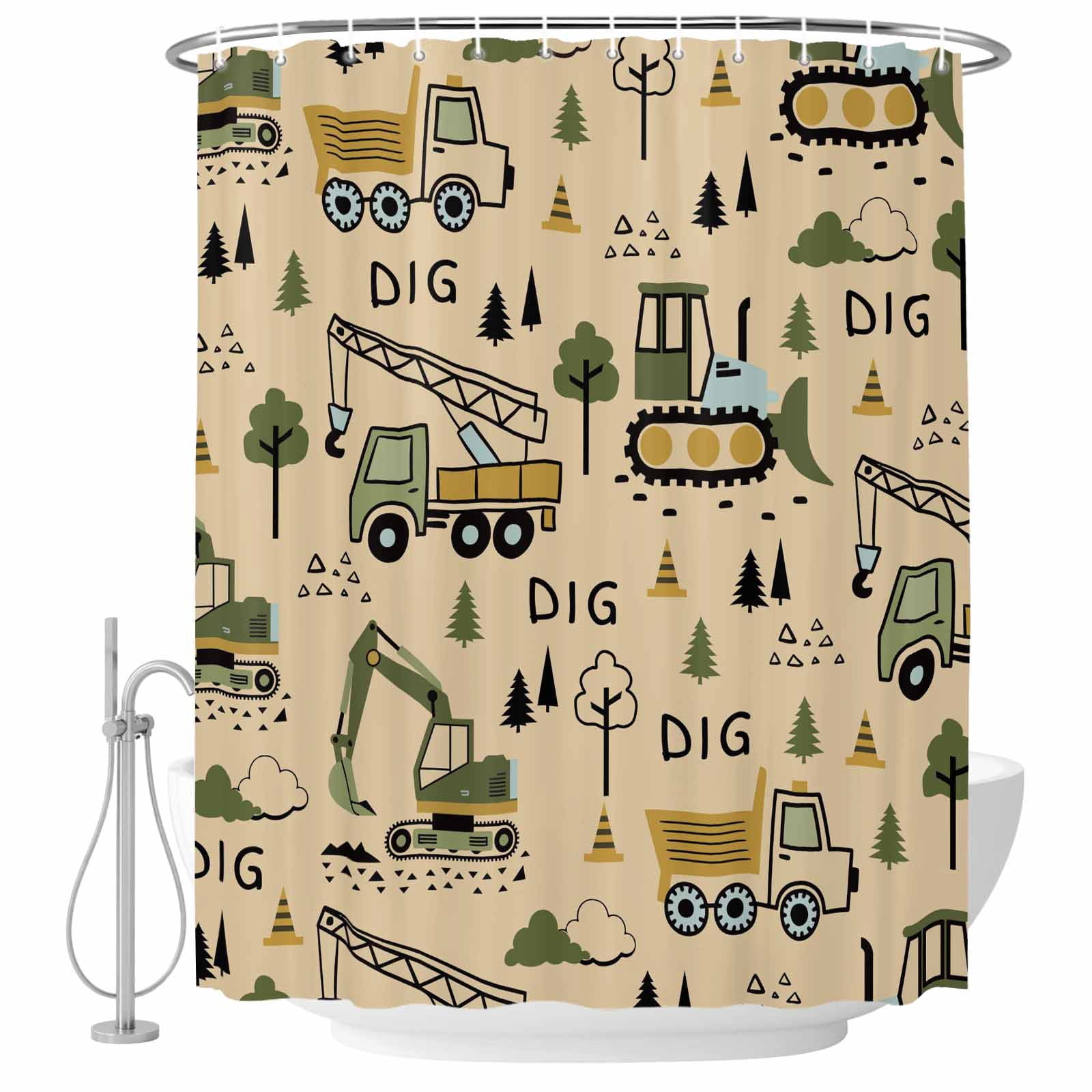 Cartoon Tractor Shower Curtain Set - Standard 72" x 72" Washable ...
