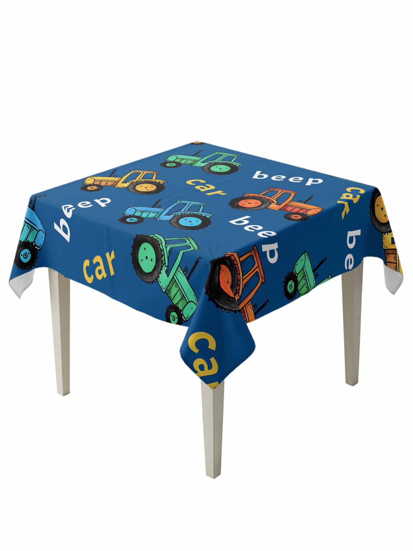 Cartoon Tractor Table Cloth, Waterproof Tablecloth for Square Tables ...