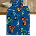 Cartoon Tractor Table Runner - 70 Inch Long Cute Beep Car Digger Shovel ...