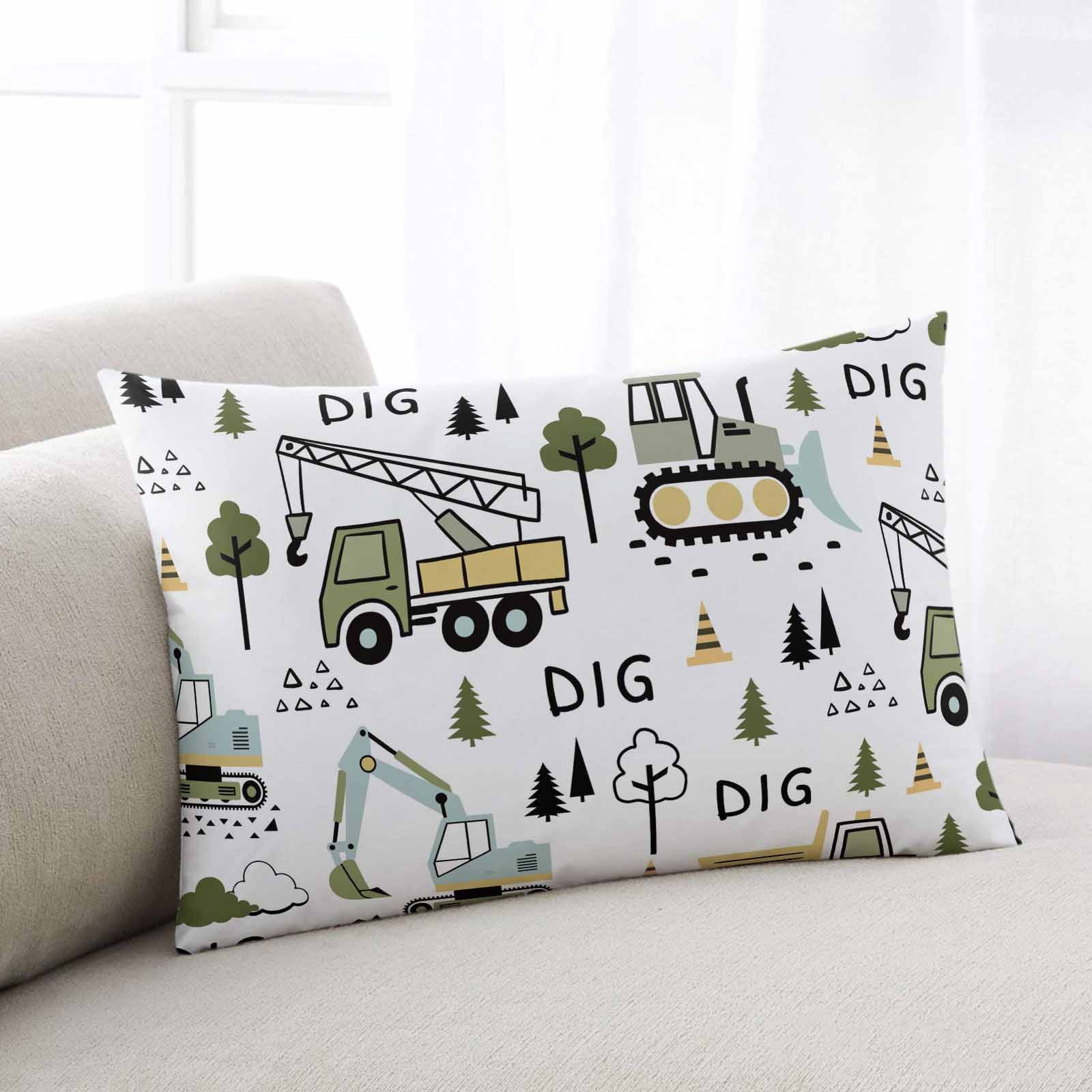 Cartoon Tractor Throw Pillow Covers, Cute Digger Shovel Truck Country ...