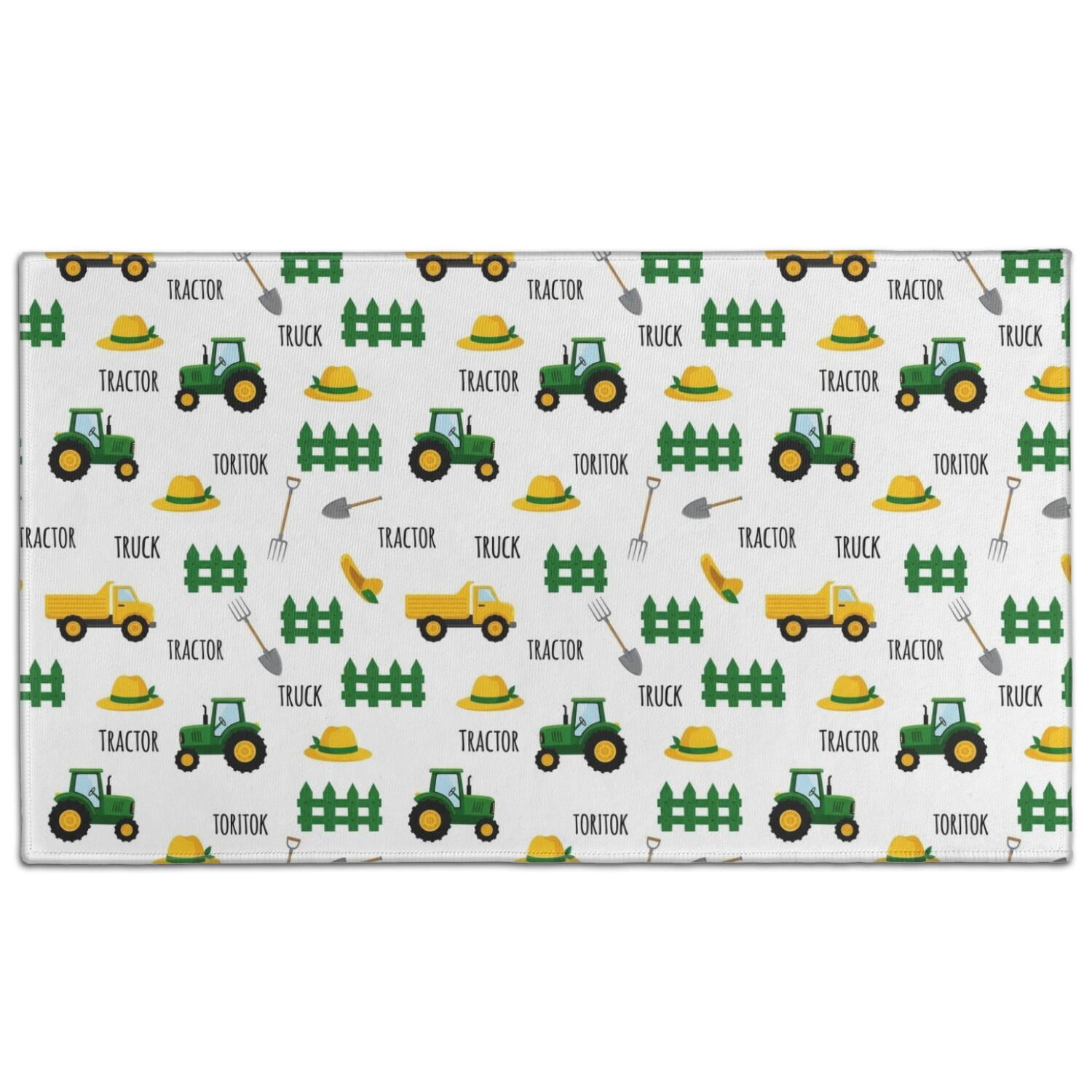 Cartoon Tractors Hats White Pattern Door Rugs,Washable Non Slip Door ...