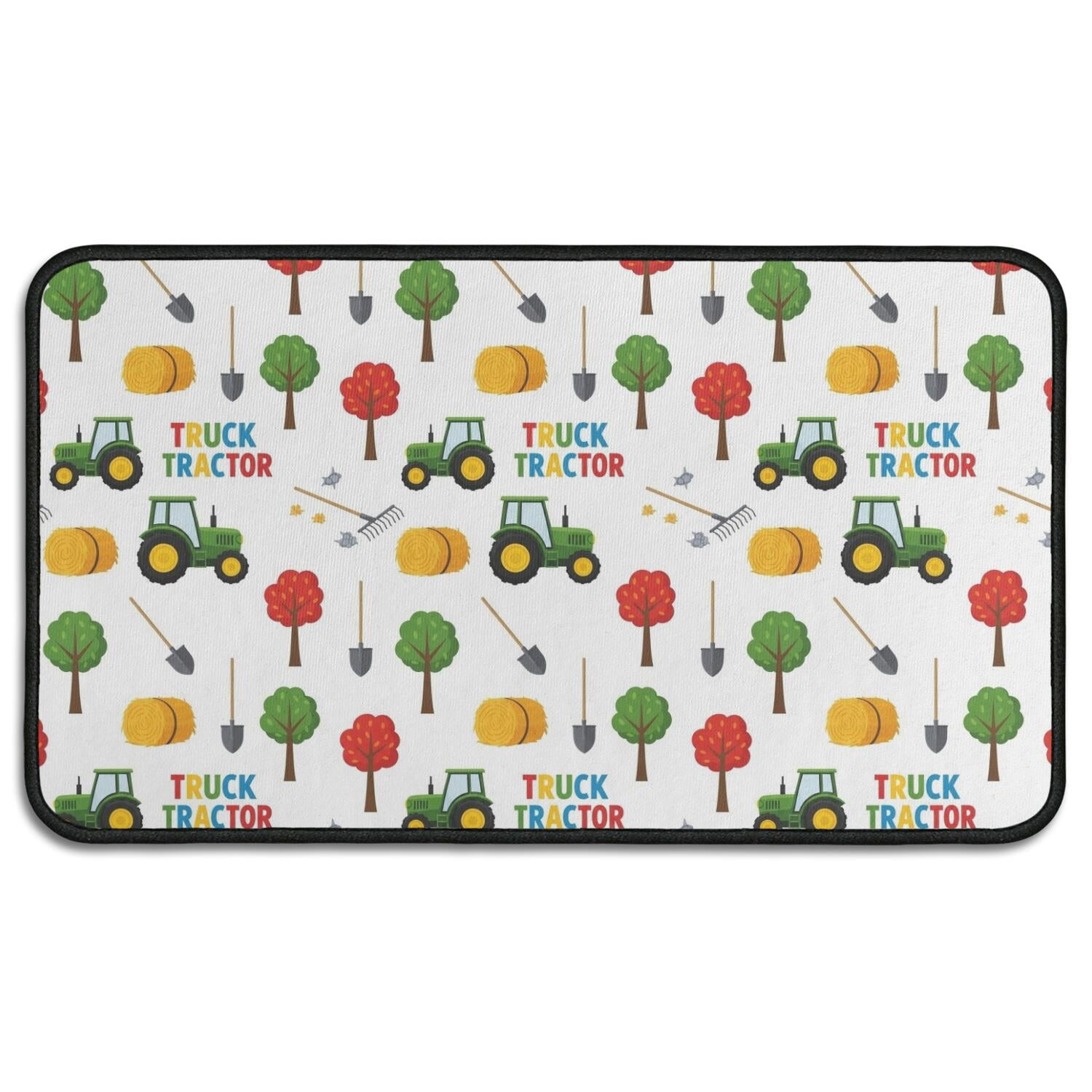 Cartoon Tractors Hay Bales White Pattern Door Rugs,Washable Non Slip ...