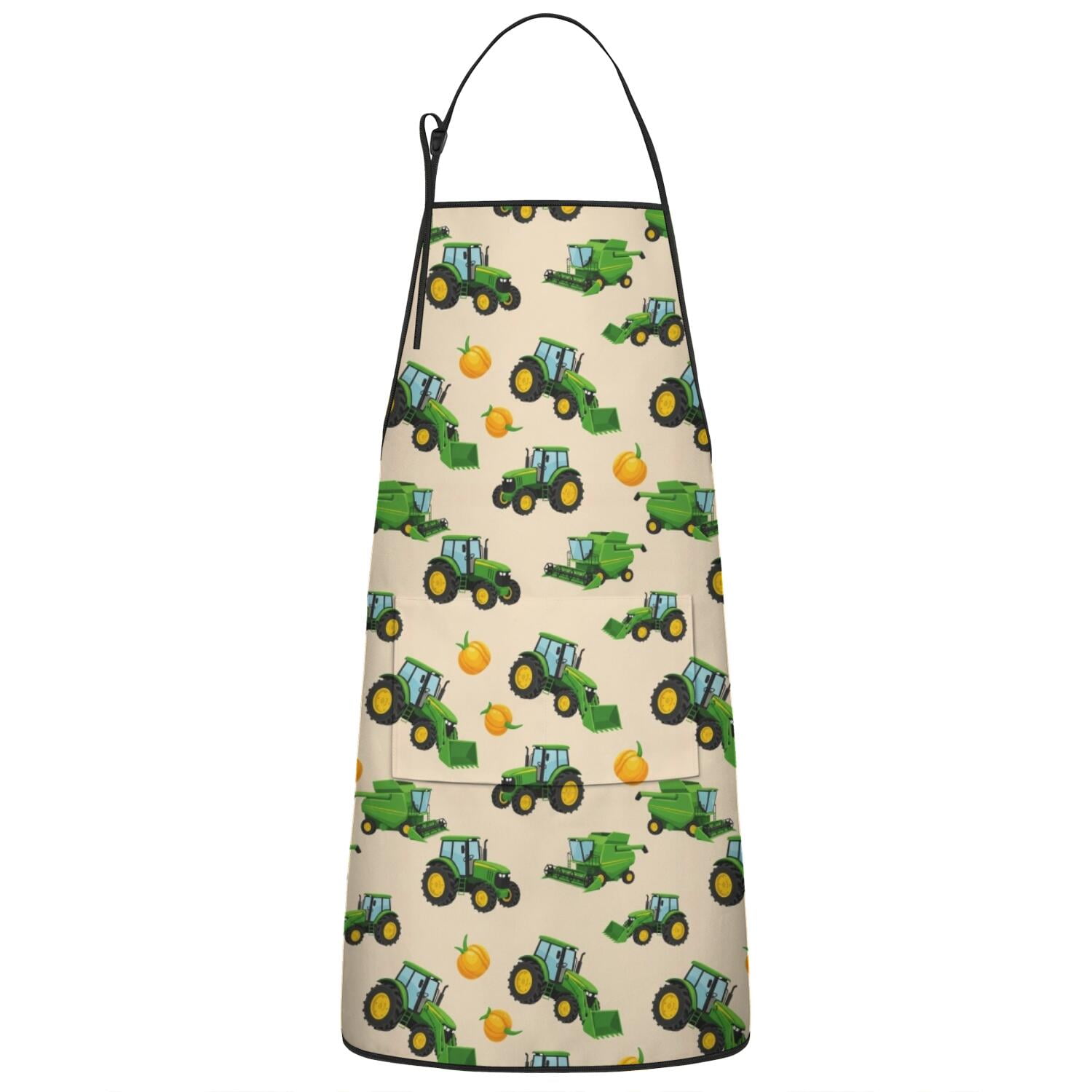 Cartoon Tractors Pumpkins Beige Pattern Apron-Garden Aprons for Women ...