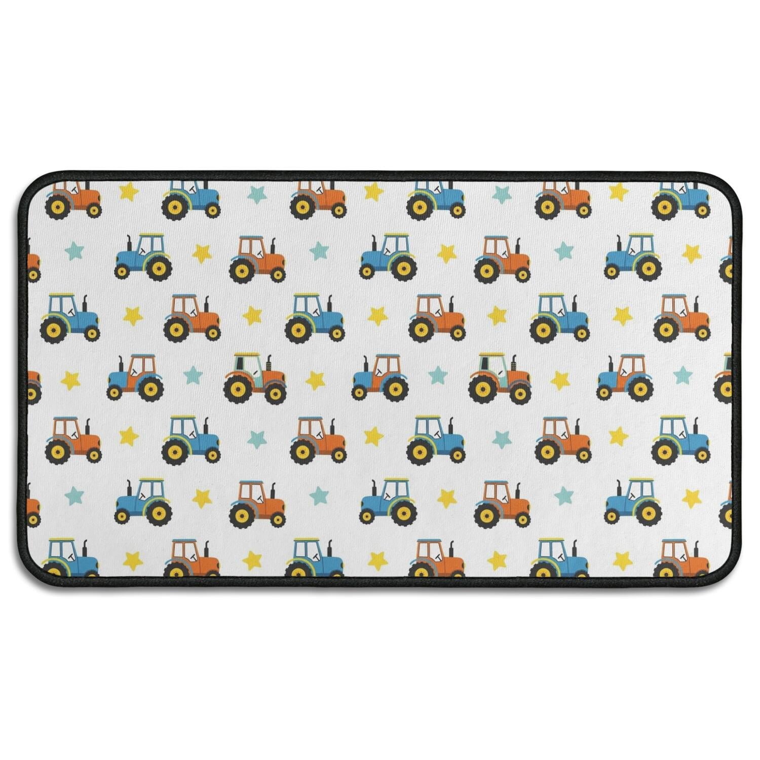 Cartoon Tractors Stars White Pattern Door Rugs,Washable Non Slip Door ...