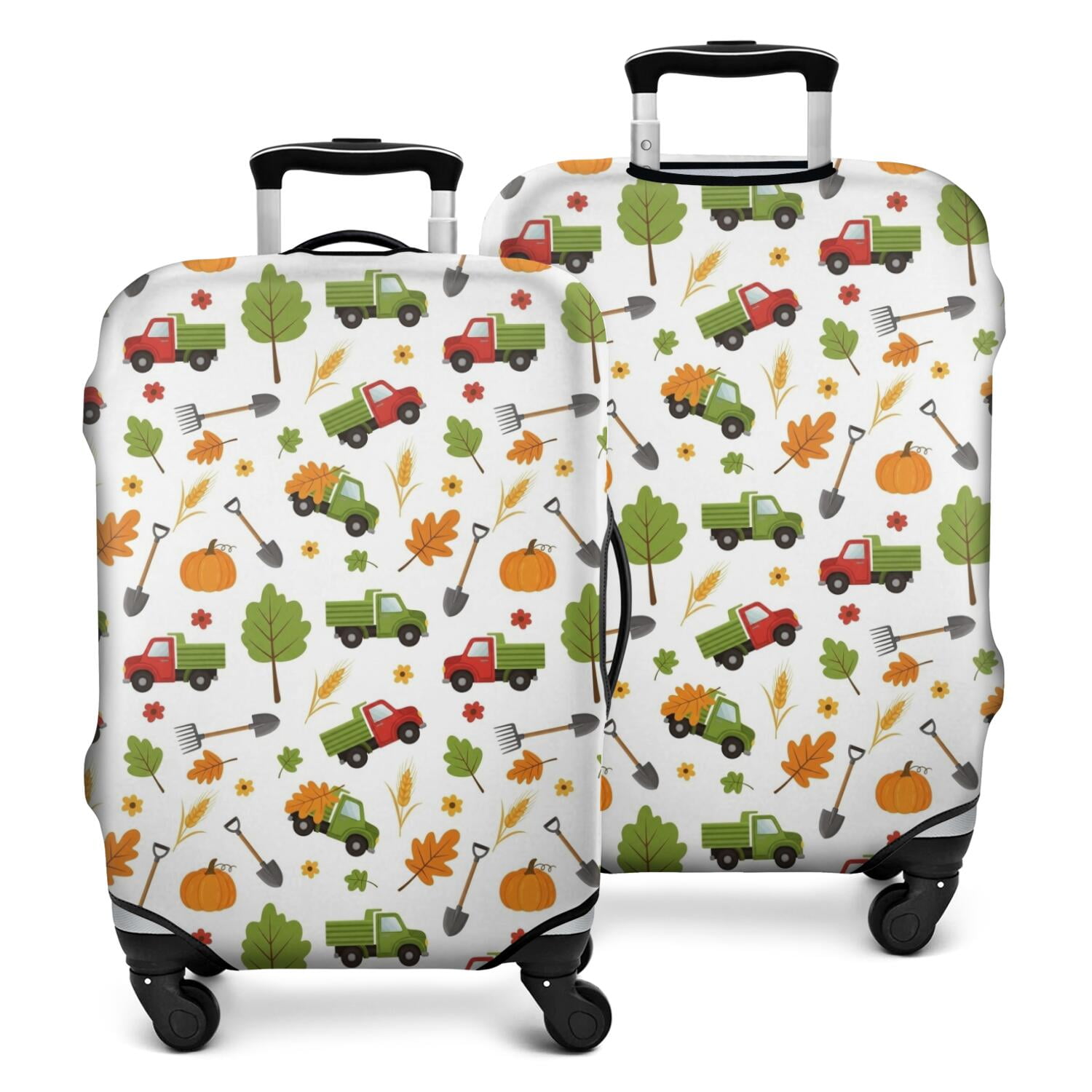 Cartoon Tractors Trucks White Pattern Luggage Cover Fashion Suitcase ...