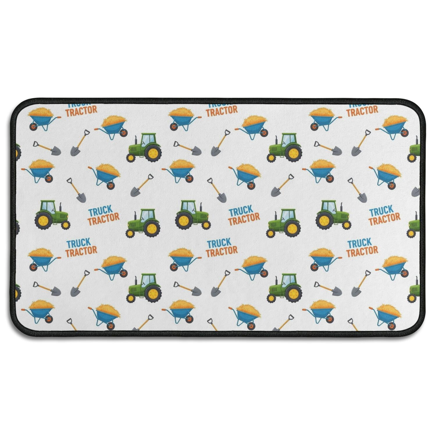 Cartoon Tractors Wheelbarrows White Pattern Door Rugs,Washable Non Slip ...