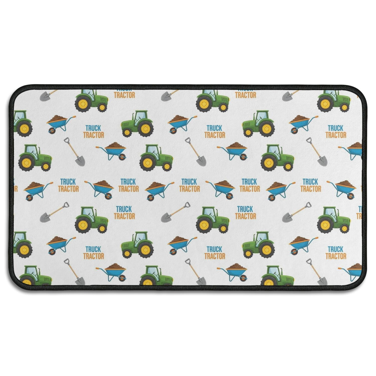 Cartoon Tractors Wheelbarrows White Pattern Door Rugs,Washable Non Slip ...