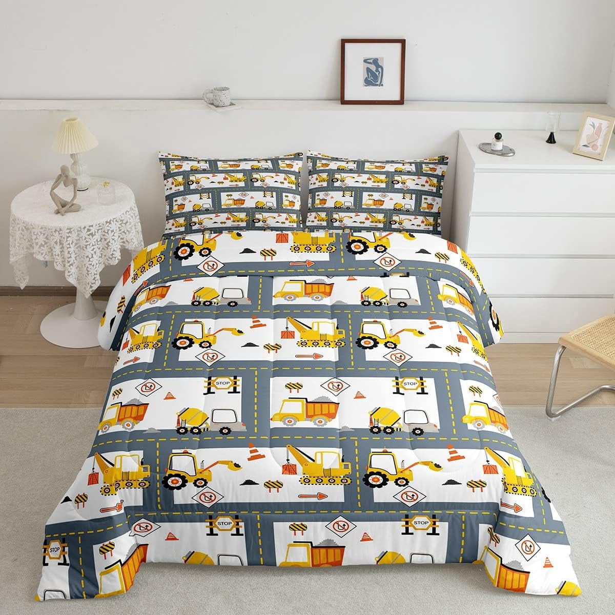Cartoon Train Bedding Set Twin for Boys Cute Truck Comforter Set Car ...