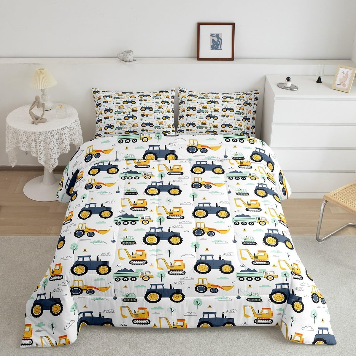 Cartoon Train Bedding Set Twin for Boys Cute Truck Comforter Set Car ...